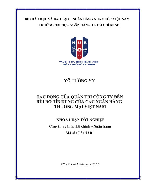 [Khoá luận tốt nghiệp]_ Tác động của quản trị công ty đến rủi ro tín ...
