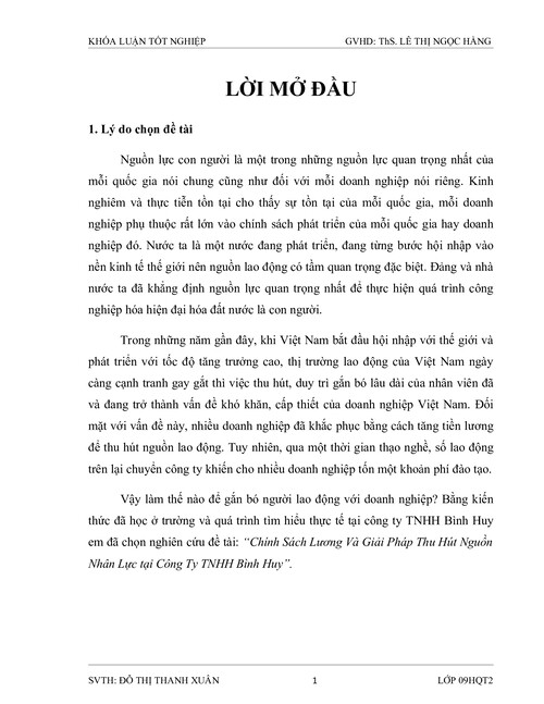 Khoá luận tốt nghiệp_ Chính Sách Lương Và Giải Pháp Thu Hút Nguồn Nhân ...