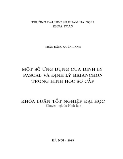 Khoá luận tốt nghiệp_ Một số ứng dụng của định lí pascal và định lí ...