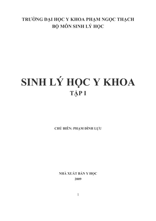 Sinh Lý Y Khoa - Phạm Ngọc Thạch