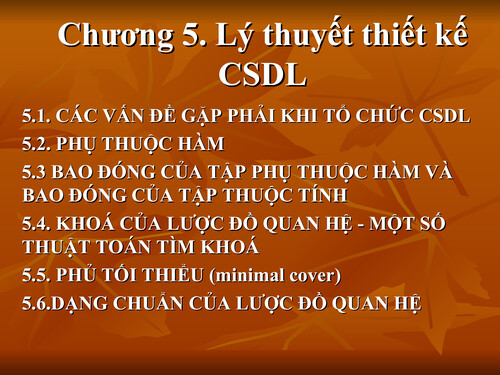 Lý thuyết thiết kế CSDL