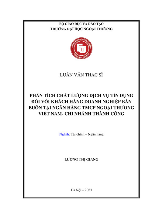 Luận văn thạc sĩ_ Phân tích chất lượng dịch vụ tín dụng đối với KHDN ...