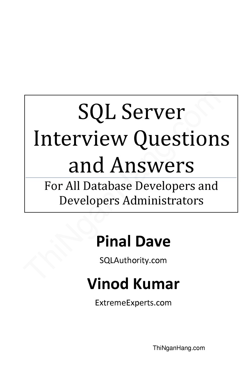 Tuyển tập câu phỏng vấn và trả lời SQL server - Vị trí Quản trị viên và ...