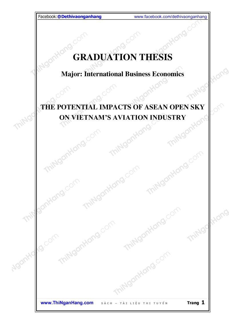 Khóa luận - The potential impacts of ASEAN Open Sky on Vietnam aviation ...