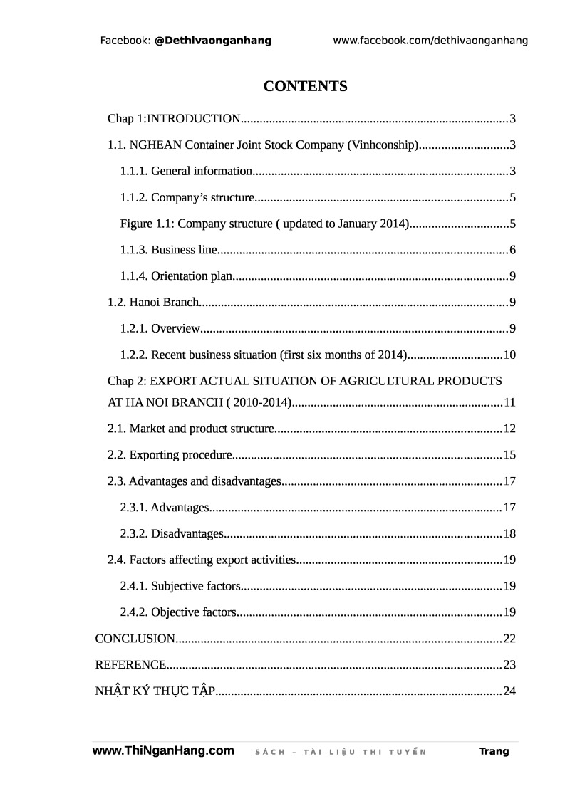 Internship report - Procedure and status of export activities in ...