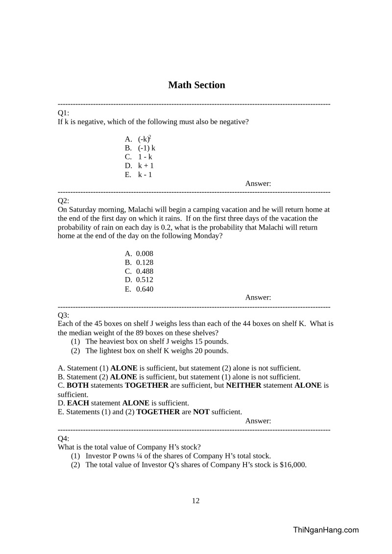 GMAT - Math Section T14 (Ôn thi FPT)