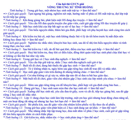 Các tình huống thi GVCN giỏi